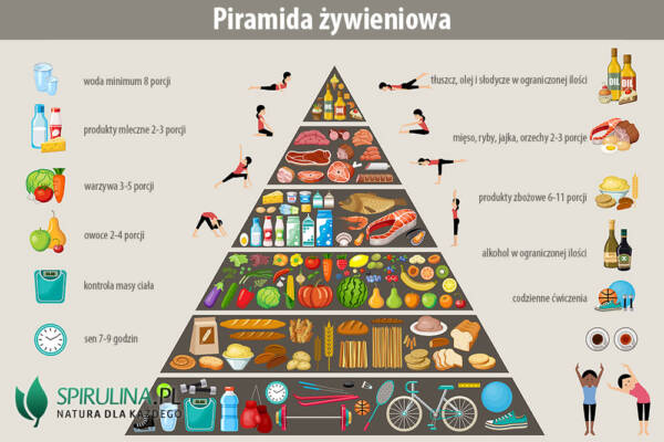 Piramida żywieniowa - algi Spirulina i Chlorella
